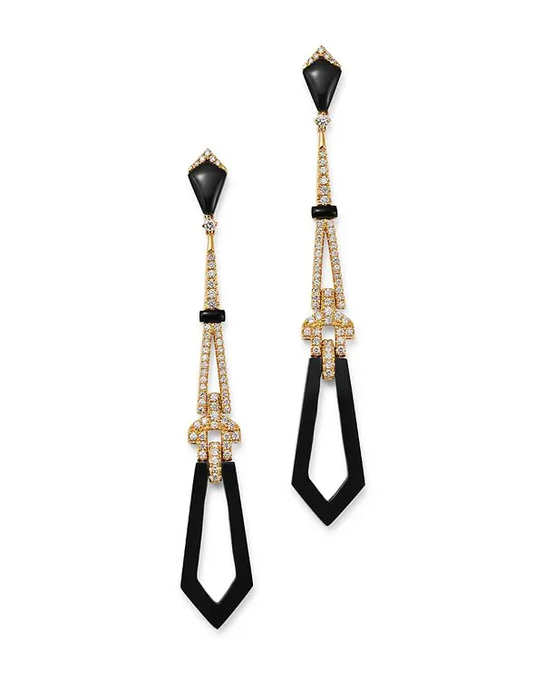 Bloomingdale'S Black Onyx And Diamond Drop Earrings - Black/gold
