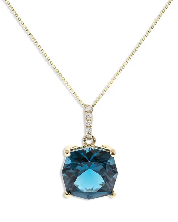 Bloomingdale'S London Blue Topaz & Diamond Pendant Necklace - Blue/gold