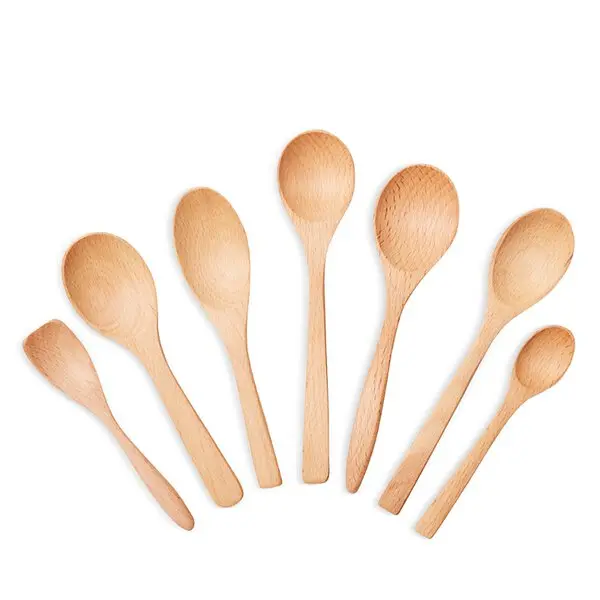 FARMHOUSE POTTERY 7 Pc Wooden Little Spoon Set - Tan