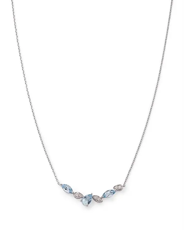Bloomingdale'S Aquamarine And Diamond Bar Necklace - Blue/white