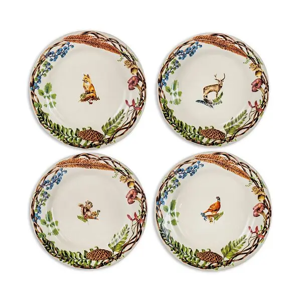 JULISKA Forest Walk Cafe Au Lait Dessert/salad Plate, Assorted Set 4 - Café Au Lait
