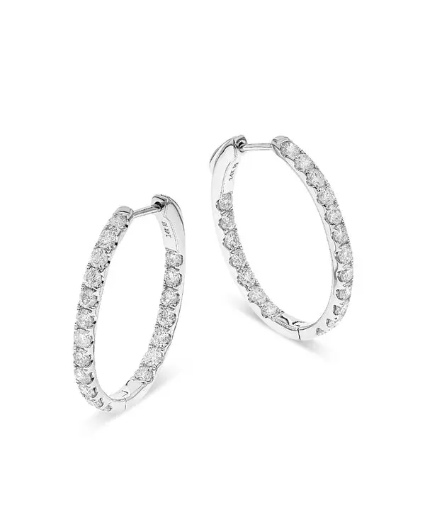 Bloomingdale'S 14k Gold Diamond Inside-out Oval Hoop Earrings, 1.90 Tcw - White