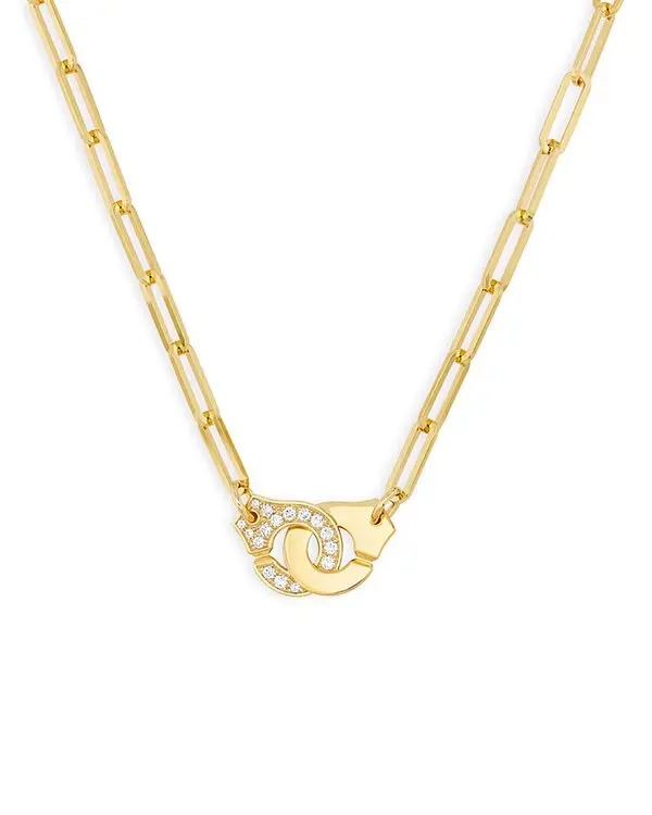 DINH VAN Menottes Diamond Interlocking Ring Pendant Necklace - Gold