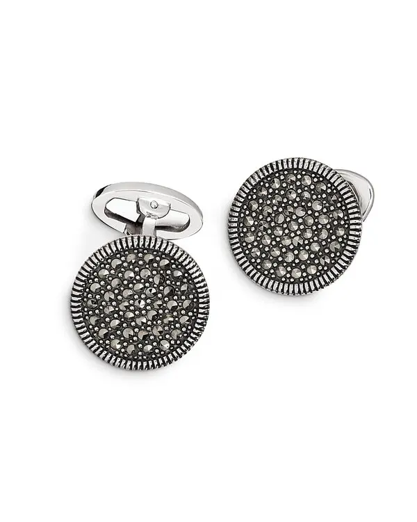 JAN LESLIE Sterling Silver And Marcasite Coin-edge Cufflinks - Brown