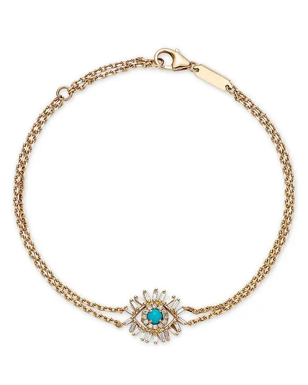 SUZANNE KALAN 18k Yellow Gold And Diamond Evil Eye Bracelet - Blue/gold