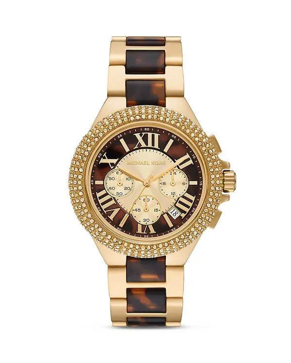 Michael Kors Camille Chronograph, 43mm - Tortoise/Gold 