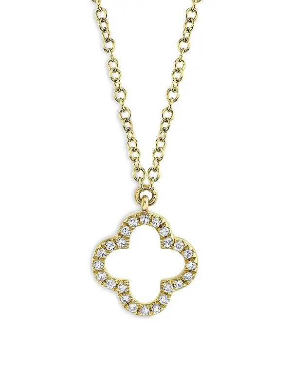 MOON & MEADOW 14k Yellow Diamond Clover Pendant Necklace - Gold