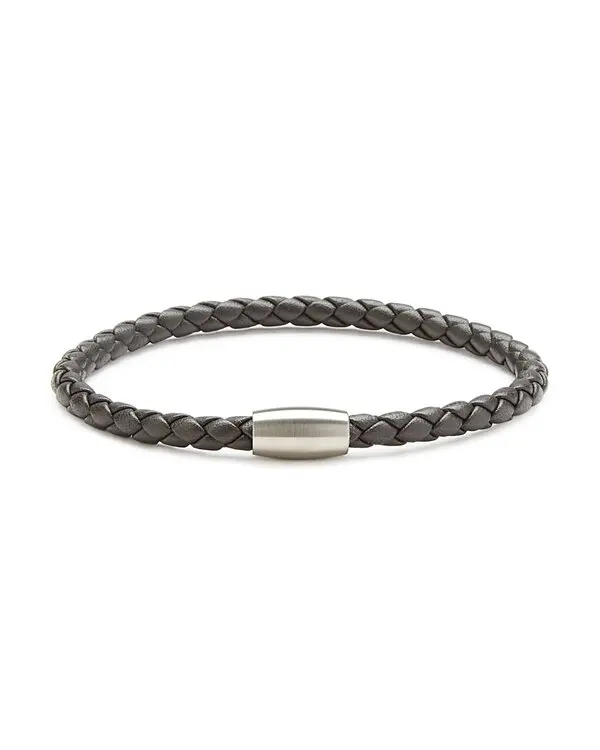 LINK UP Braided Leather Cord Bracelet - Gray