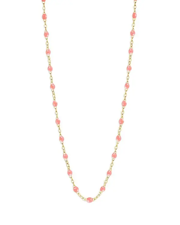 Gigi Clozeau 18k Yellow Gold Resin Bead Necklace - Fushcia