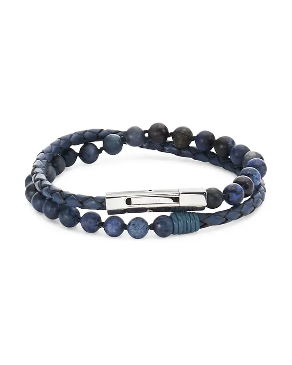 JONAS STUDIO Dakota Beaded And Leather Bracelet - Blue