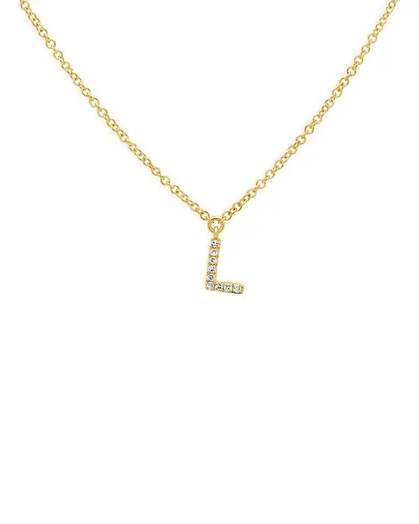 MOON & MEADOW 14k Yellow Gold Diamond Initial Pendant Necklace - L