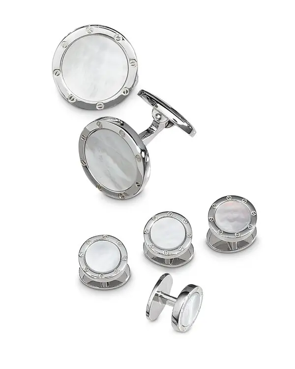 JAN LESLIE Sterling & Mother-of-pearl Round Stud Set - Silver