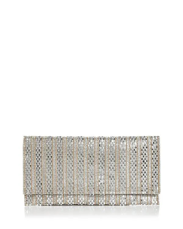 Aqua Megan Crystal Beaded Clutch - Silver/gold