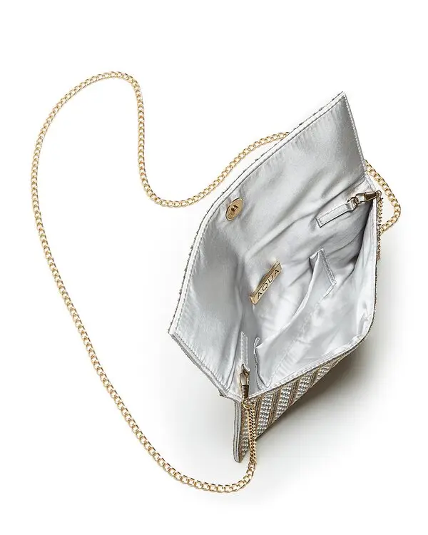 Aqua Megan Crystal Beaded Clutch - Silver/gold