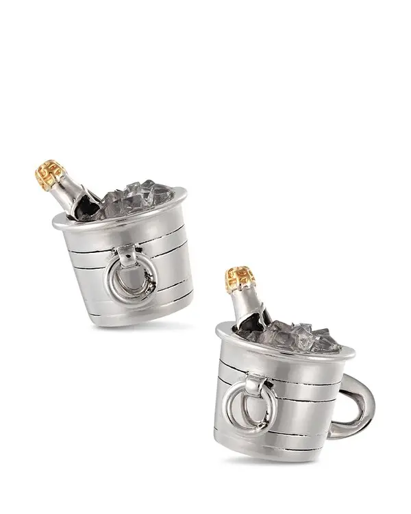 JAN LESLIE Sterling Champagne Bucket Cufflinks - Silver