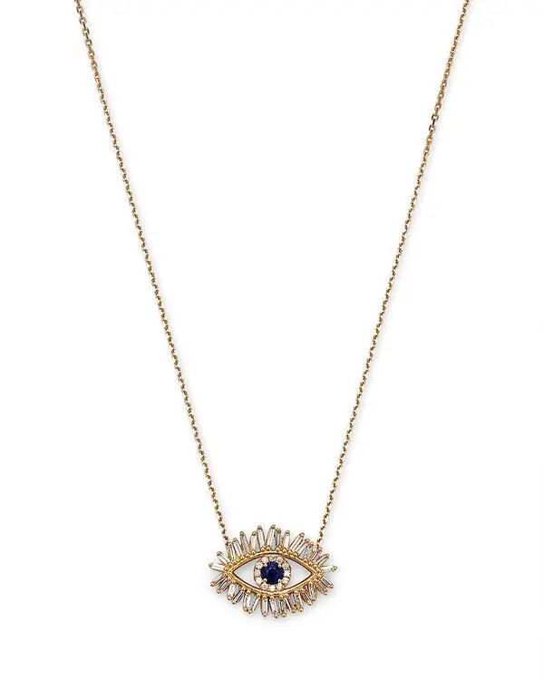 SUZANNE KALAN 18k Yellow Gold Evil Eye & Diamond Pendant Necklace - Blue/gold