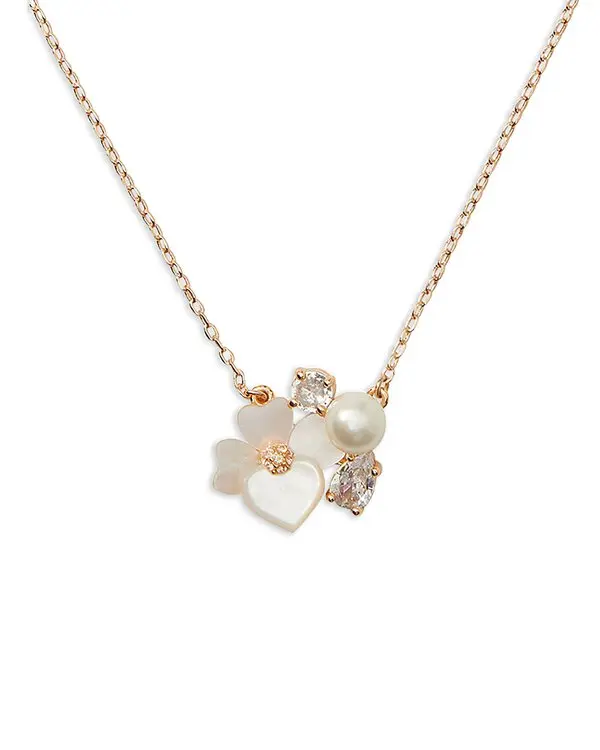 Kate Spade New York Pansy Pendant Necklace - White/rose Gold