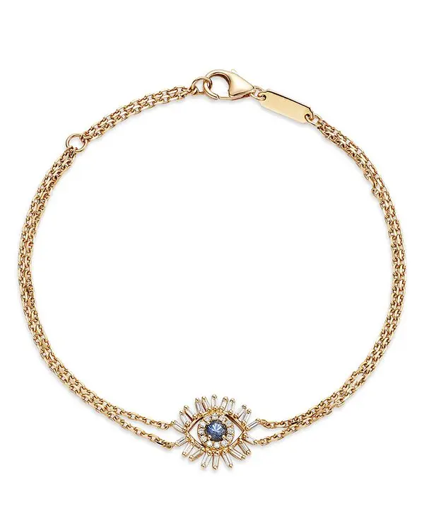 SUZANNE KALAN 18k Yellow Gold Evil Eye Bracelet - Blue/gold