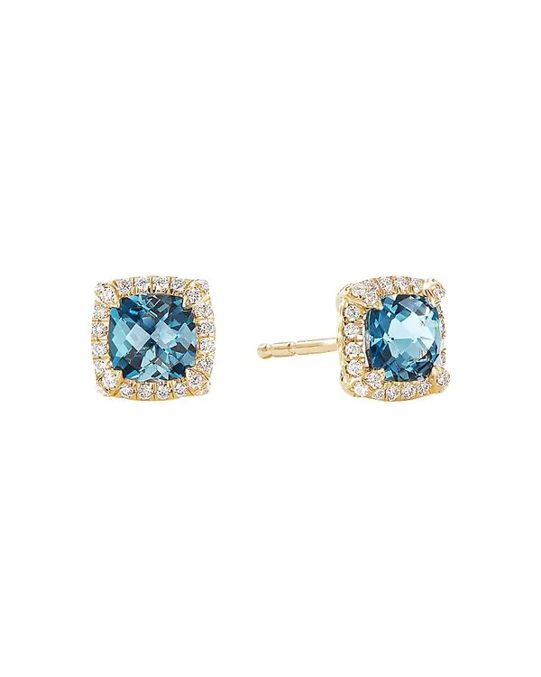 David Yurman Petite Chatelaine Stud Earrings - Blue Topaz