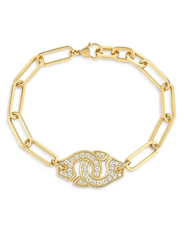 DINH VAN 18k Yellow Menottes Diamond Chain Bracelet - Gold