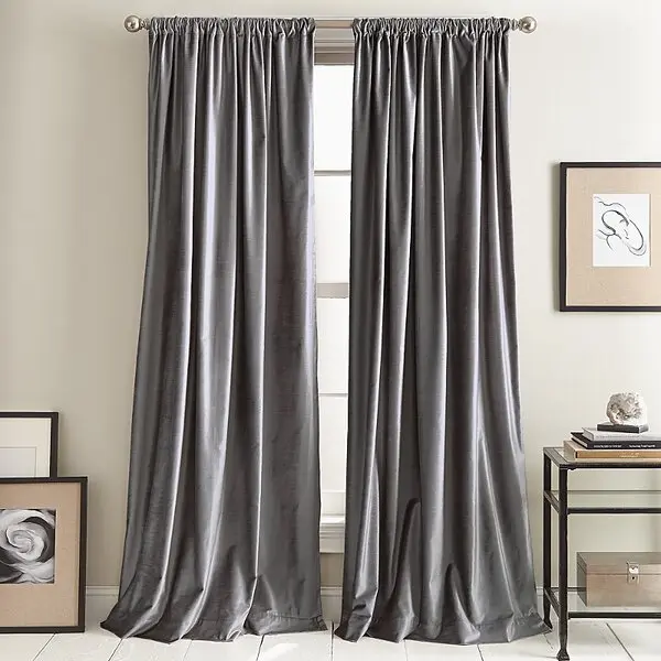 Dkny Modern Knotted Velvet 84 X 50 Window Panel, Pair - Charcoal