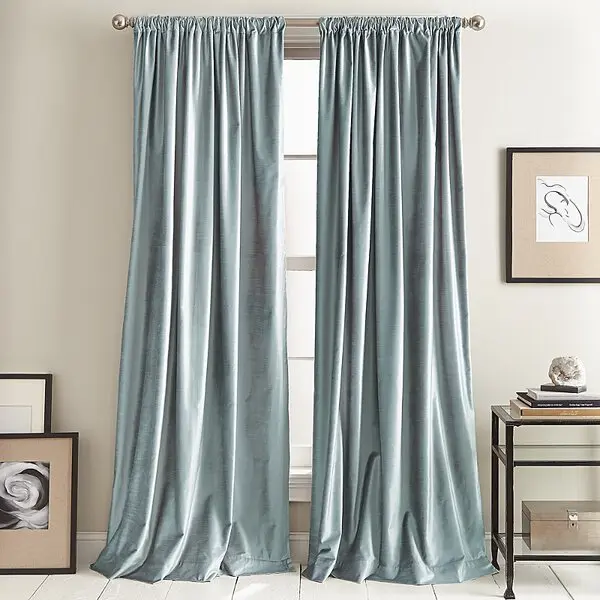 Dkny Modern Knotted Velvet 96 X 50 Window Panel, Pair - Aqua