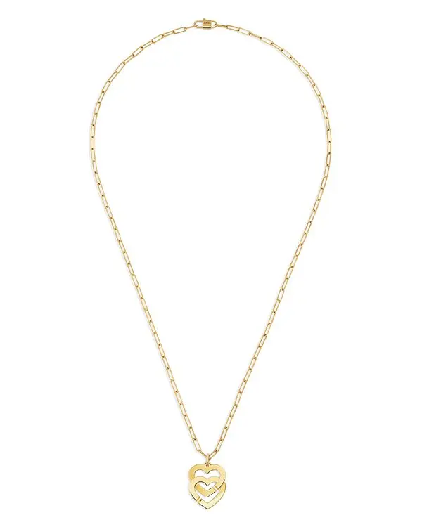 DINH VAN 18k Yellow Double Coeurs Heart Pendant Necklace - Gold