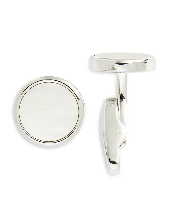 LINK UP Round Mother Of Pearl Cufflinks - White