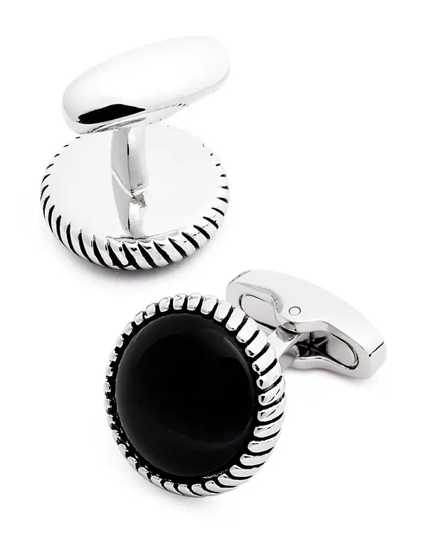 LINK UP Onyx Round Cufflinks - Black