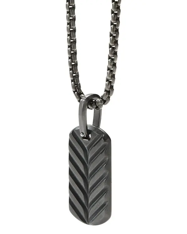 David Yurman Chevron Tag In Titanium - Black
