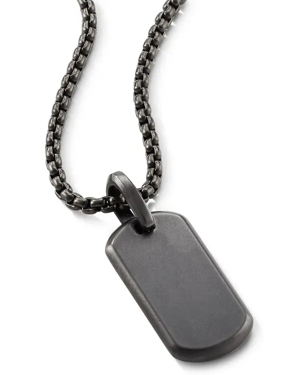 David Yurman Chevron Tag In Titanium - Black