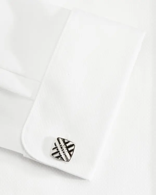 LINK UP Diagonal Cross Silver-tone Cufflinks