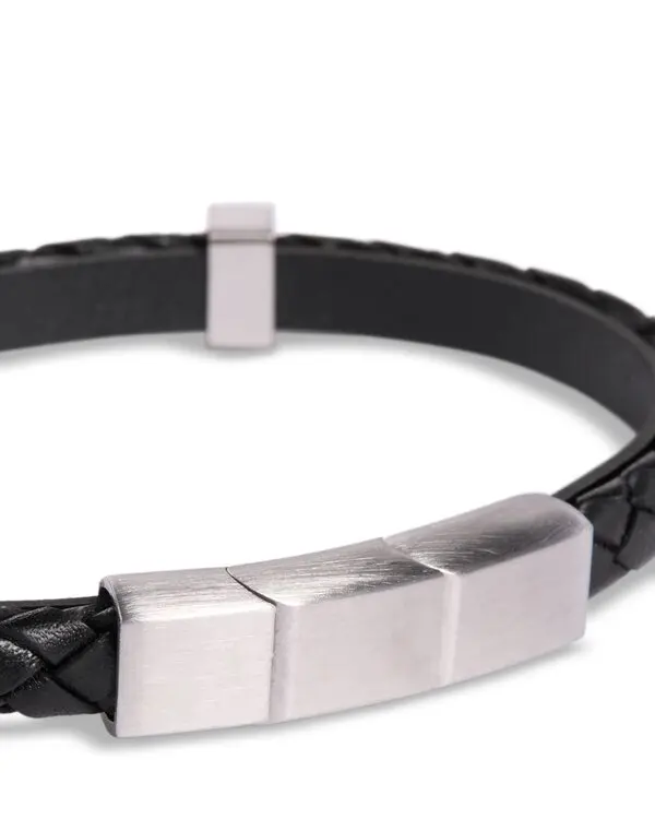 LINK UP Jan Leslie Double Steel Woven Leather Bracelet