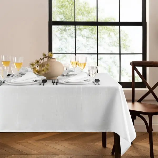 ELRENE HOME FASHIONS Laurel Solid Texture Water And Stain Resistant Tablecloth, 52 X 52