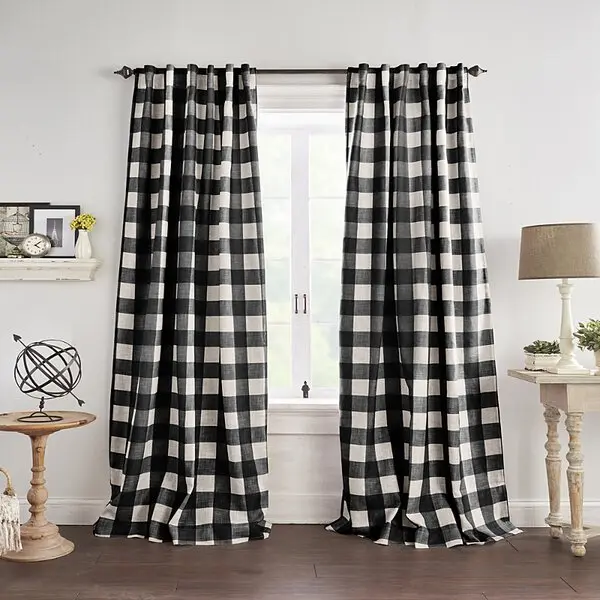 ELRENE HOME FASHIONS Grainger Buffalo Check Blackout Window Curtain, 52 X 84 - Black