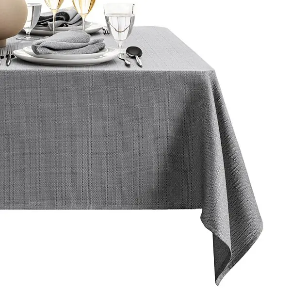 ELRENE HOME FASHIONS Laurel Solid Texture Water And Stain Resistant Tablecloth, 60 X 144 - Gray