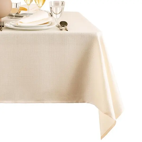 ELRENE HOME FASHIONS Laurel Solid Texture Water And Stain Resistant Tablecloth, 60 X 144 - Ivory