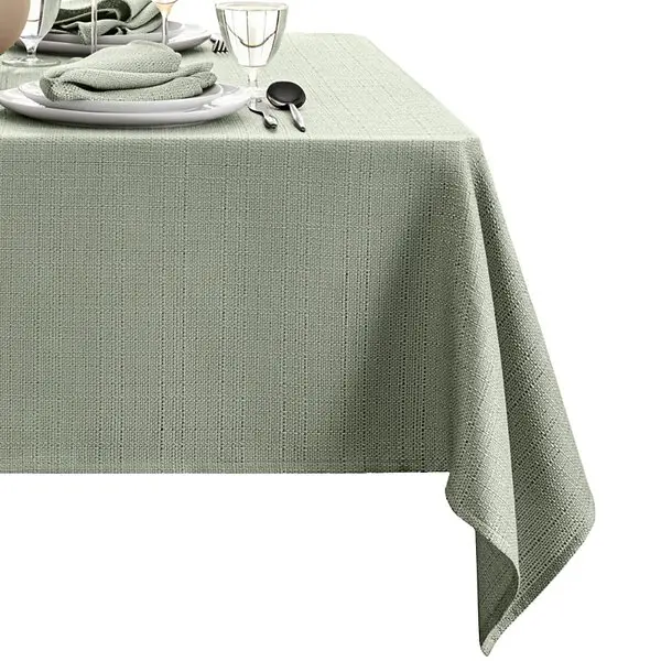 ELRENE HOME FASHIONS Laurel Solid Texture Water And Stain Resistant Tablecloth, 60 X 144 - Sage