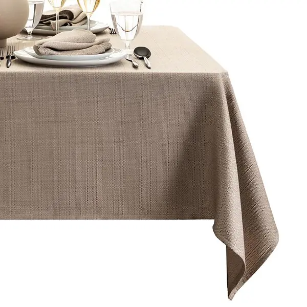 ELRENE HOME FASHIONS Laurel Solid Texture Water And Stain Resistant Tablecloth, 60 X 144 - Taupe