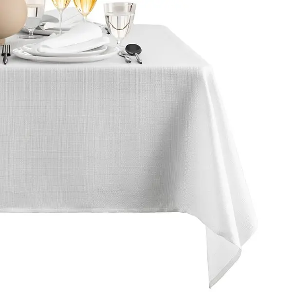 ELRENE HOME FASHIONS Laurel Solid Texture Water And Stain Resistant Tablecloth, 60 X 144 - White