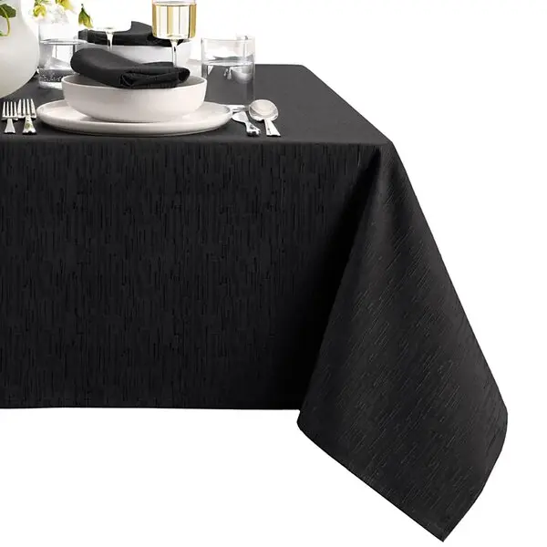 ELRENE HOME FASHIONS Continental Solid Texture Water And Stain Resistant Tablecloth, 60 X 102 - Black