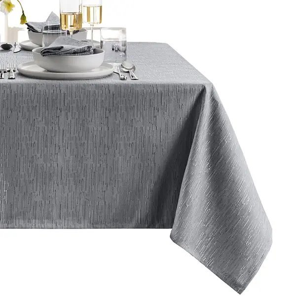 ELRENE HOME FASHIONS Continental Solid Texture Water And Stain Resistant Tablecloth, 60 X 102 - Gray