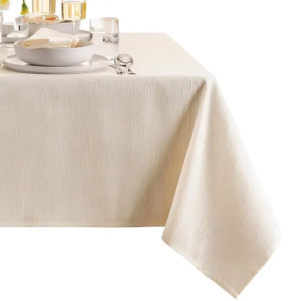 ELRENE HOME FASHIONS Continental Solid Texture Water And Stain Resistant Tablecloth, 60 X 144 - Ivory