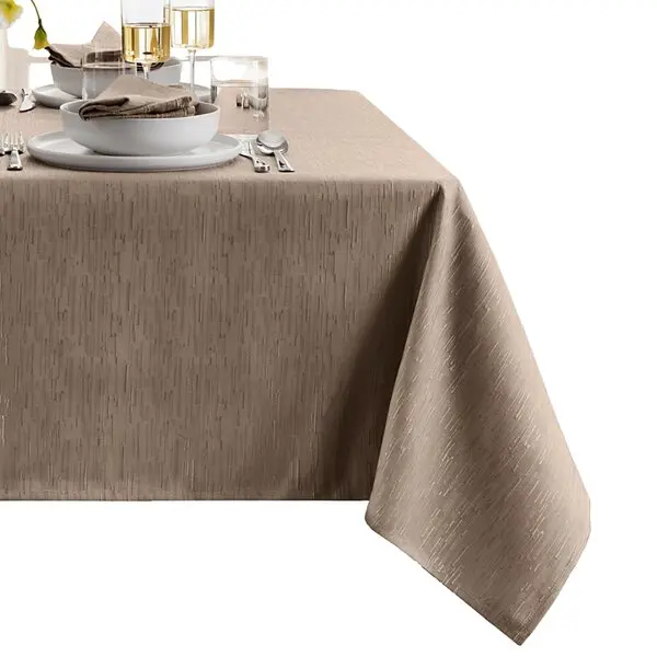 ELRENE HOME FASHIONS Continental Solid Texture Water And Stain Resistant Tablecloth, 60 X 144 - Taupe