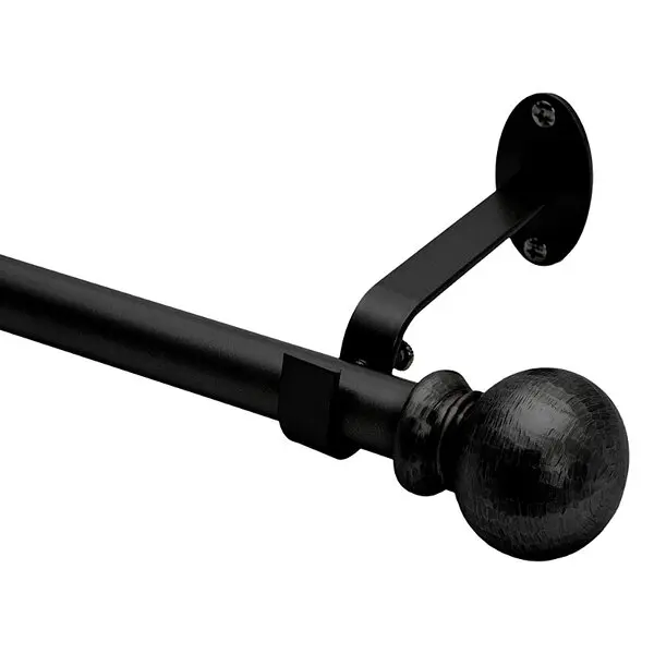 ELRENE HOME FASHIONS Farmhouse Adjustable Curtain Rod With Hammered Ball Finials, 28-48 - Wrought Iron