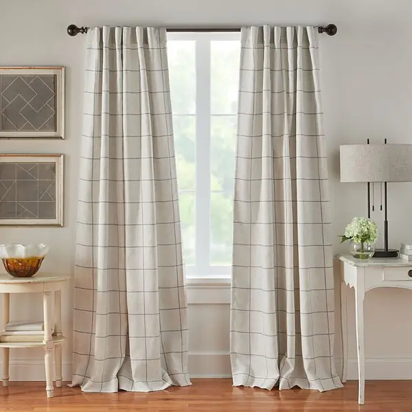 ELRENE HOME FASHIONS Erlene Home Fashions Brighton Windowpane Plaid Blackout Window Curtain Panel, 52 X 95 - Gray