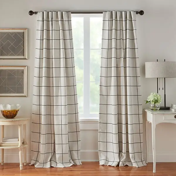 ELRENE HOME FASHIONS Erlene Home Fashions Brighton Windowpane Plaid Blackout Window Curtain Panel, 52 X 95 - Indigo
