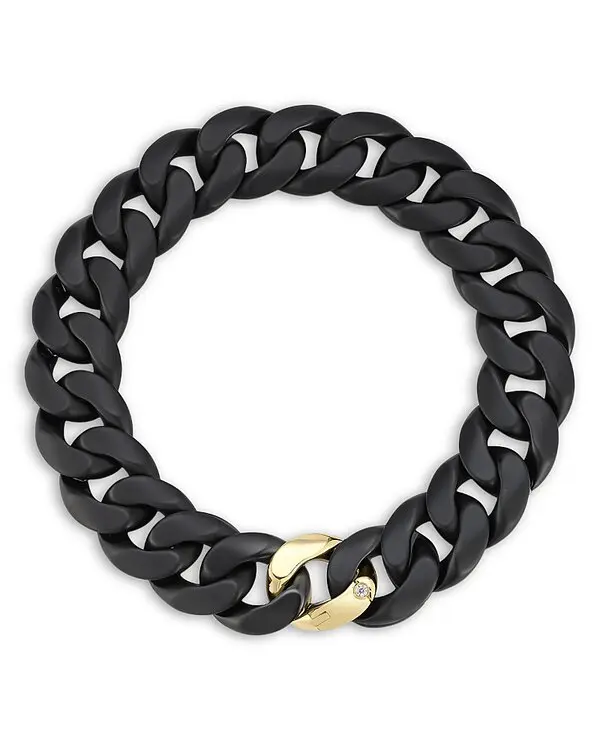 Roberto Demeglio Groumette Diamond, 18k Gold & Ceramic Link Bracelet - Black/gold