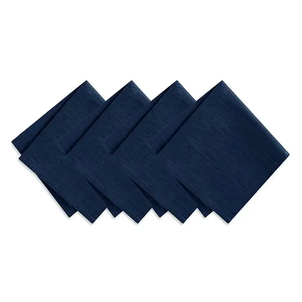 ELRENE HOME FASHIONS Continental Solid Texture Water And Stain Resistant Napkins, Set Of 4 - Navy