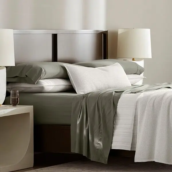 BOLL & BRANCH Signature Organic Cotton Hemmed Sheet Set, King With Standard Pillowcases - Juniper